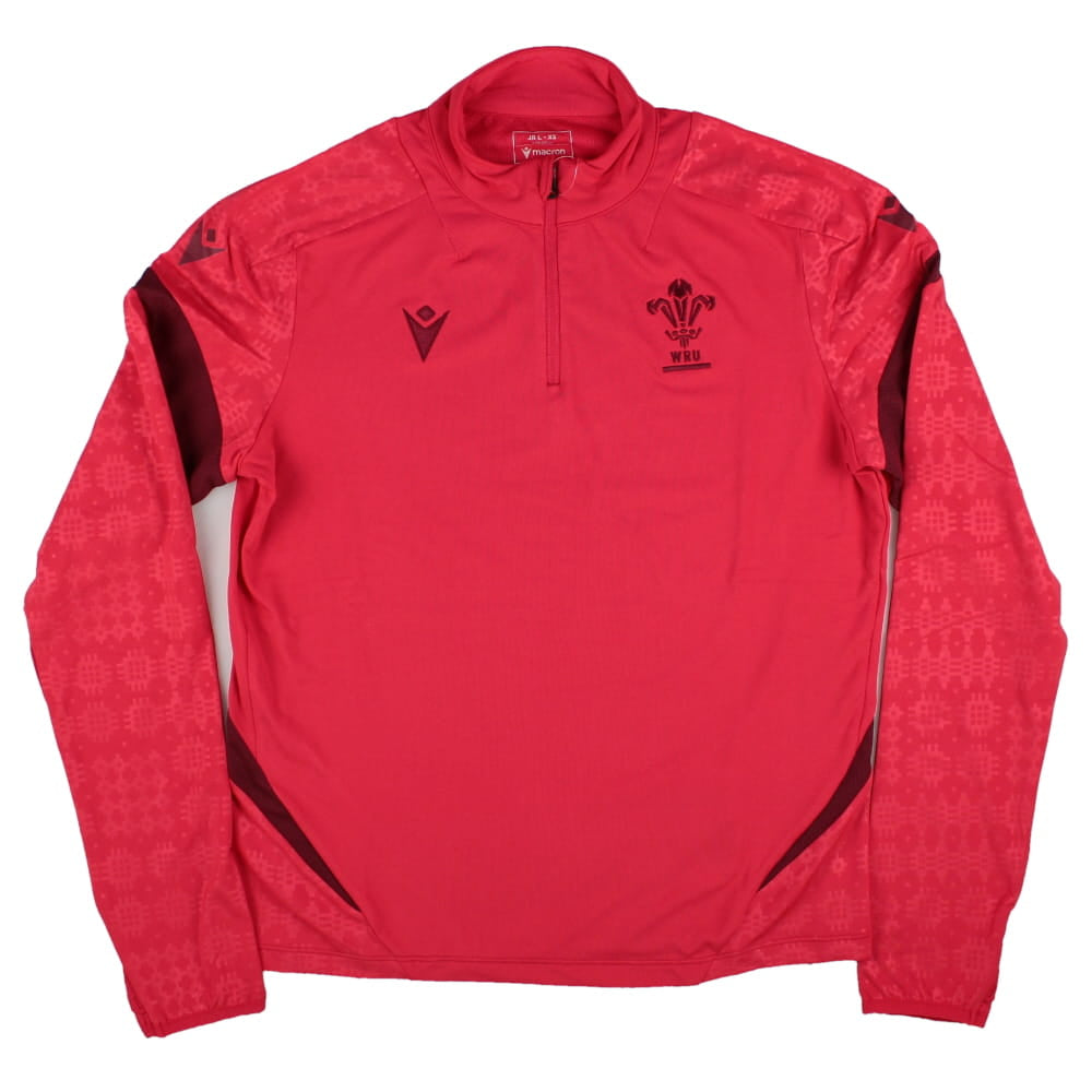 2025-2026 Wales WRU Training Player 1/4 Zip Top (Red) - Kids